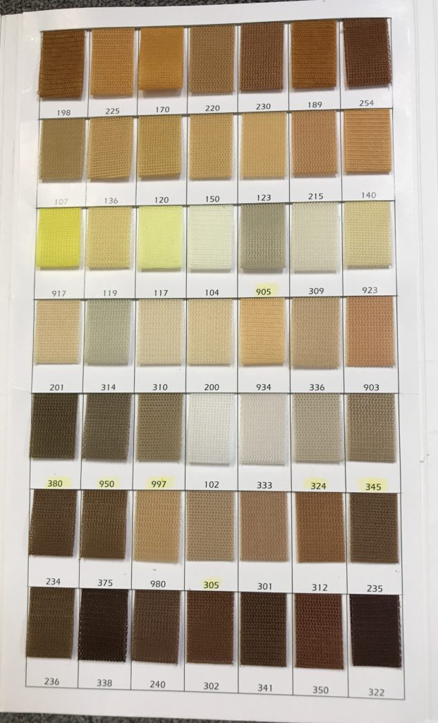Bond 780 Veltron binding color chart - Bond Products Inc
