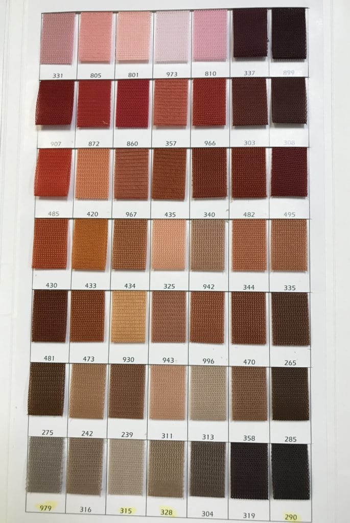 Bond 780 Veltron binding color chart - Bond Products Inc